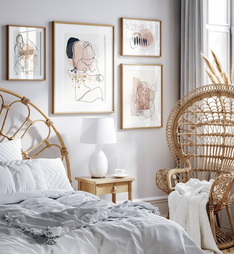 Printable Woman Line Art Feminine Line Art Wall Art SET of | Etsy