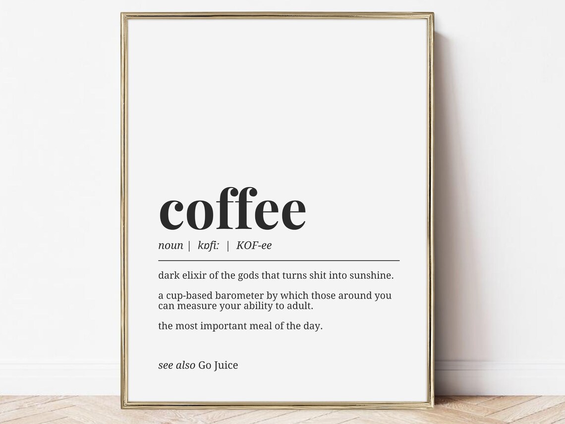 Printable Coffee Definition Wall Art, Coffee Dictionary Art Print, Home ...