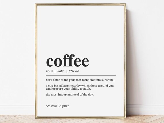 Printable Coffee Definition Wall Art Coffee Dictionary Art | Etsy