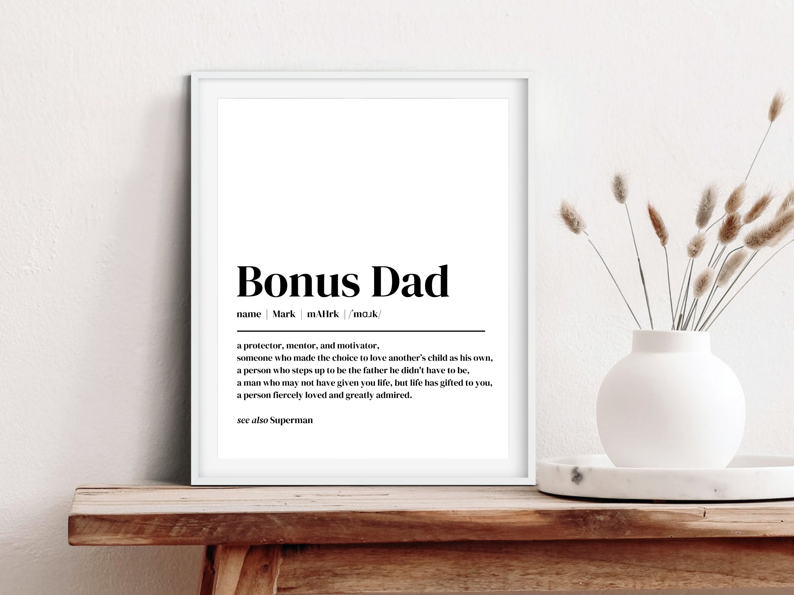 Personalized Bonus Dad Dictionary Print Printable Fathers Day | Etsy