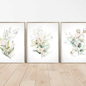 Printable Boho Floral Botanical Wall Art SET OF THREE - Etsy