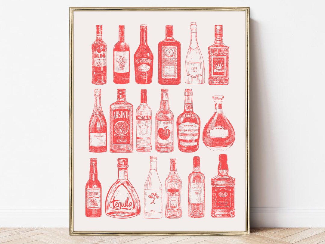 Printable Bar Wall Art | Bar Wall Print | Bar Cart Vintage Liquor ...
