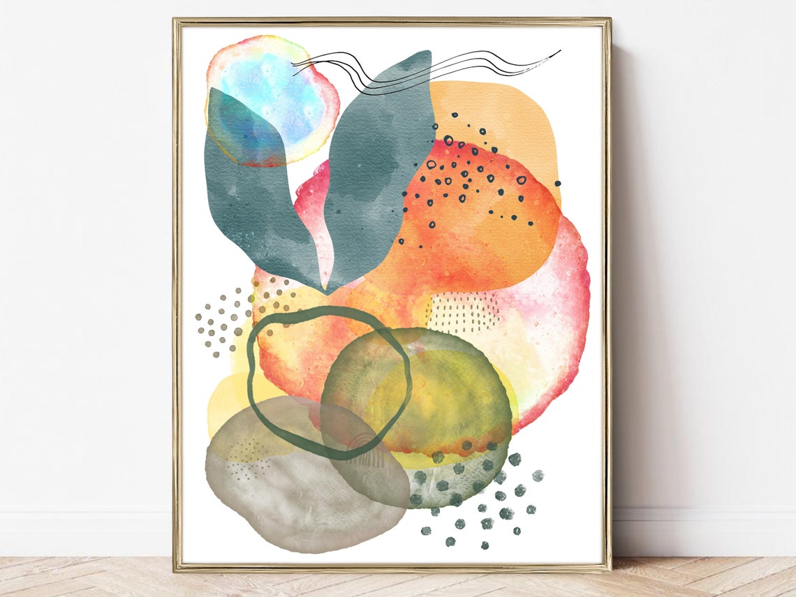Printable Maximalist Abstract Wall Art Watercolor Pastel - Etsy