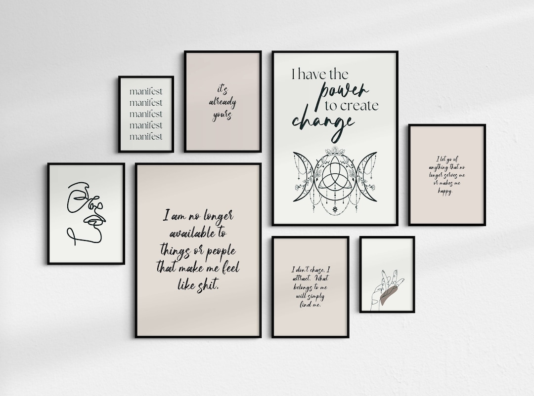 Printable Manifesting Wall Art SET OF 8 Bundle, Neutral Manifestation ...