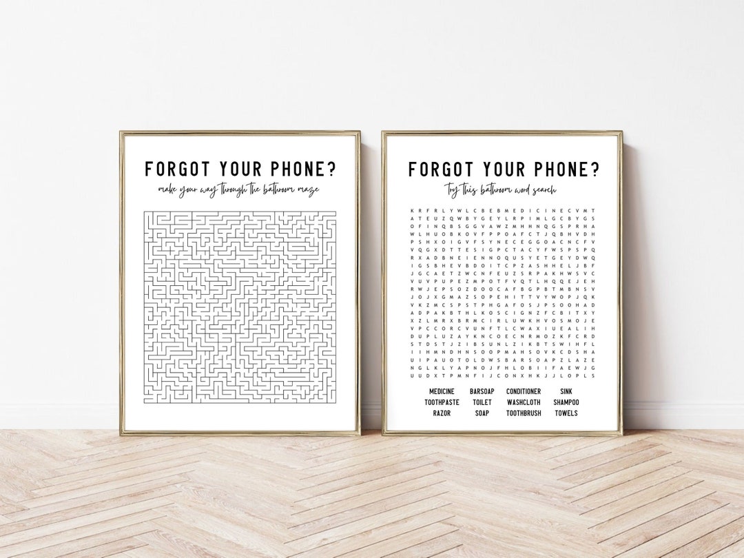 Bathroom Prints | Forgot Your Phone Print | Guest Bathroom Decor | Word ...