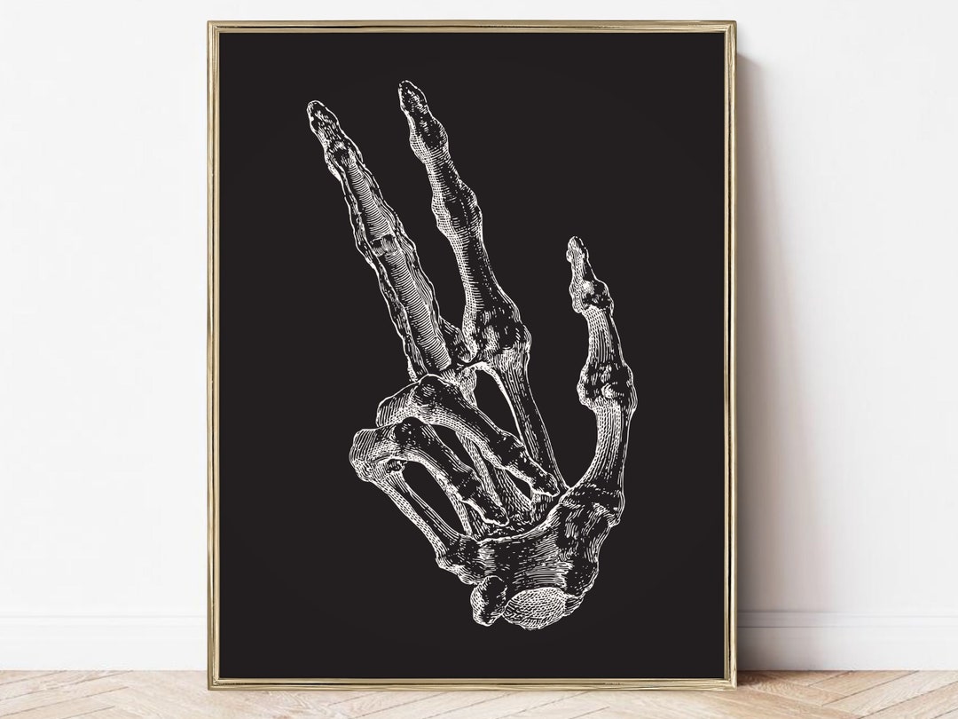 Halloween Skeleton Peace Sign Printable | Halloween Decor | Halloween ...