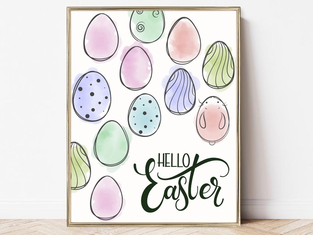 Printable Hello Easter Wall Art Easter Art Print Easter Egg Wall Print ...