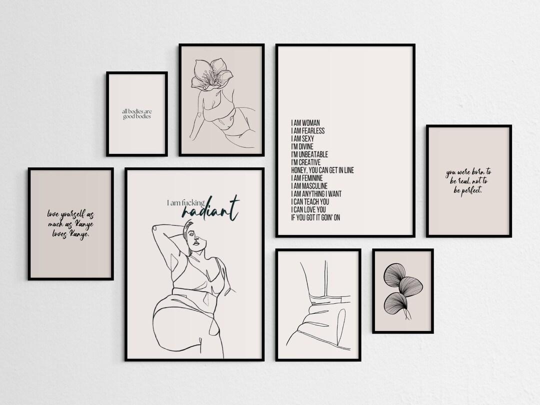 Printable Body Positivity Wall Art | SET OF 8 | Beautiful Curvy Woman ...