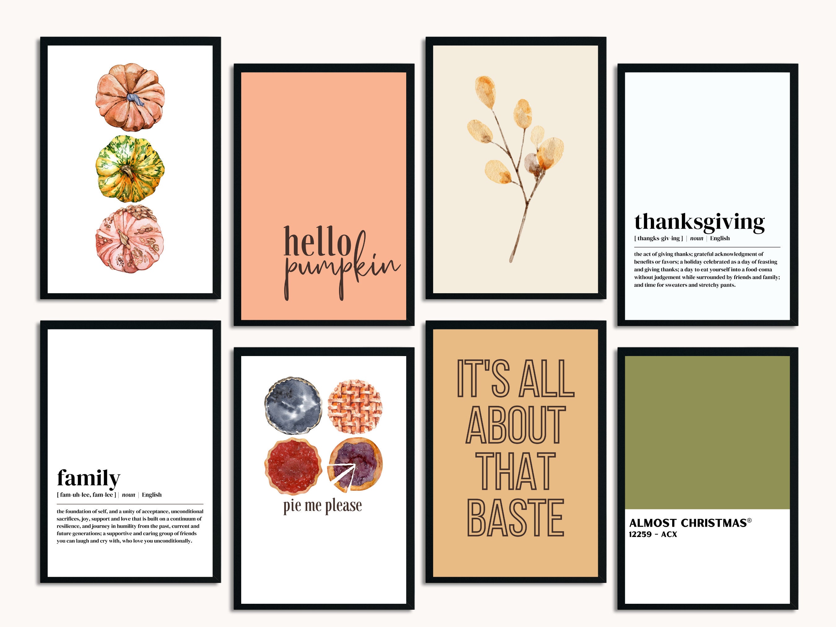Thanksgiving Collection 4 | Printable Thanksgiving Wall Art | SET OF 16 ...