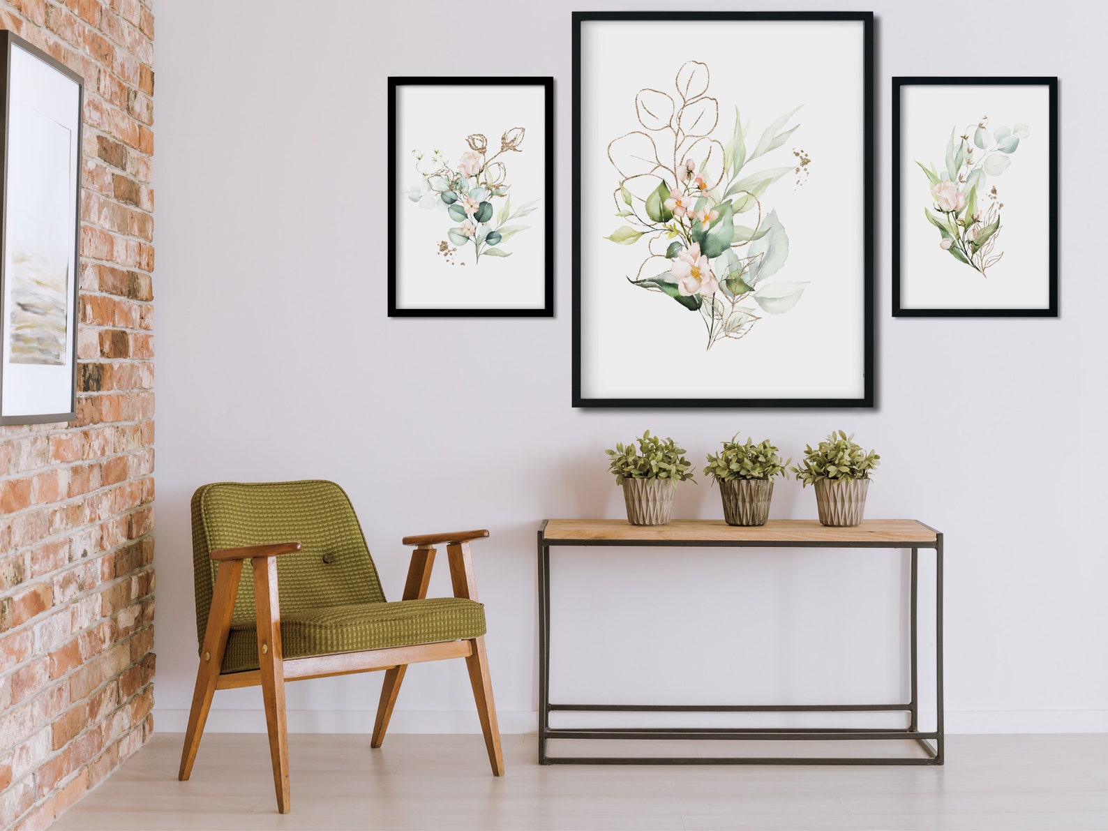 Printable Boho Floral Botanical Wall Art SET OF THREE | Etsy
