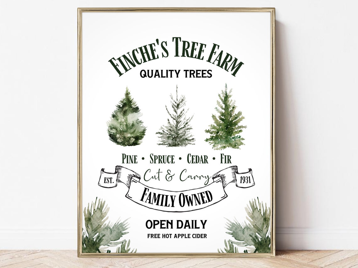 Winter Printable Wall Art Christmas Tree Farm Sign | Etsy