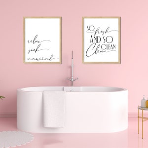 Bathroom Quotes Soak Relax Unwind Print Printable Black & - Etsy