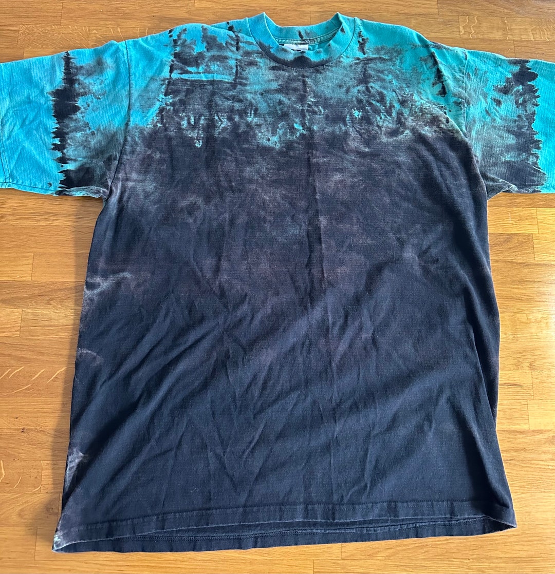 Reverse Tie Dye Black/turquoise Tee Shirt Sz 2XL - Etsy