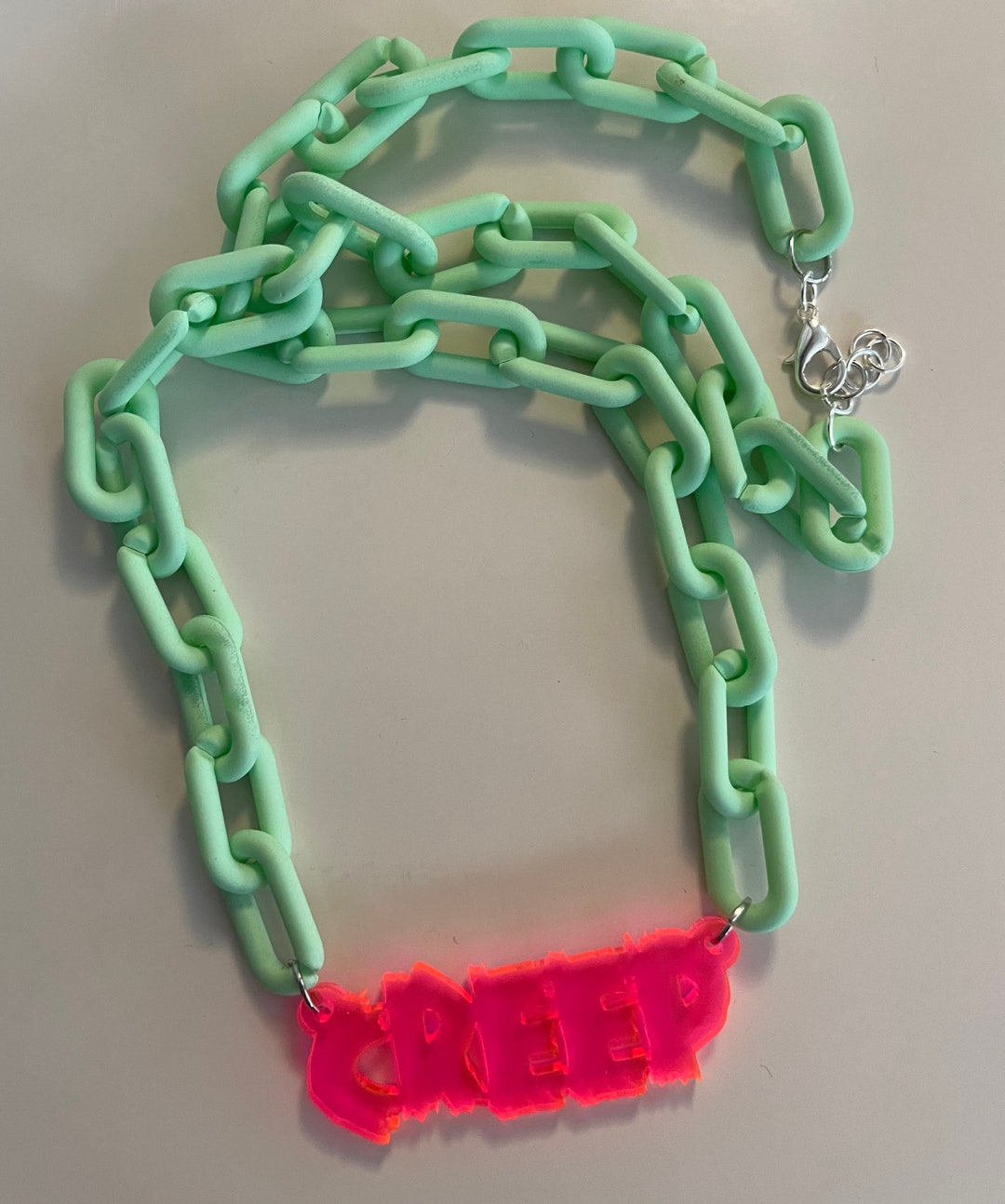 Hot Pink Acrylic Chain Creep Necklace - Etsy