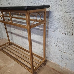 Art Deco Gold Metal Glass Top Console Hall Table - Etsy UK