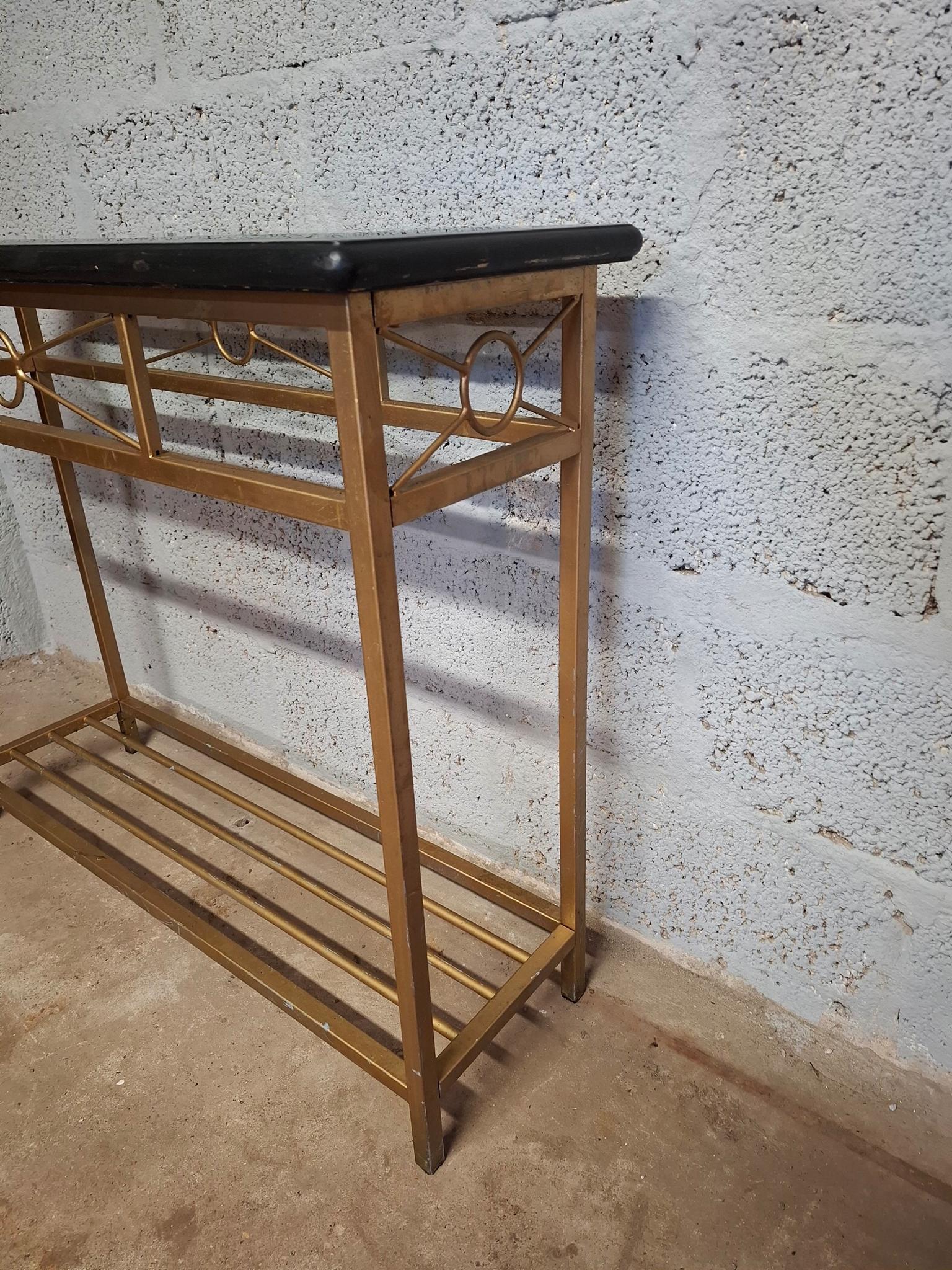 Art Deco Gold Metal Glass Top Console Hall Table - Etsy UK