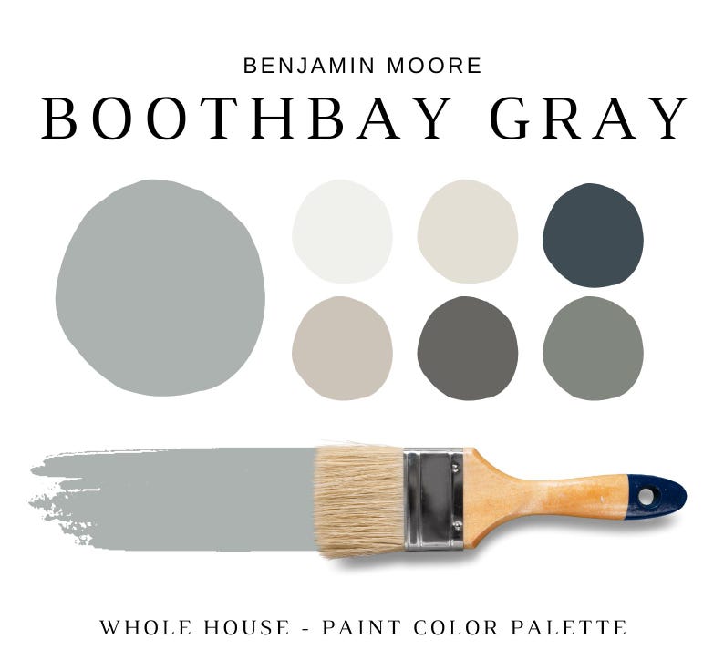 Benjamin Moore BOOTHBAY GRAY Color Palette, Coastal Color Scheme ...