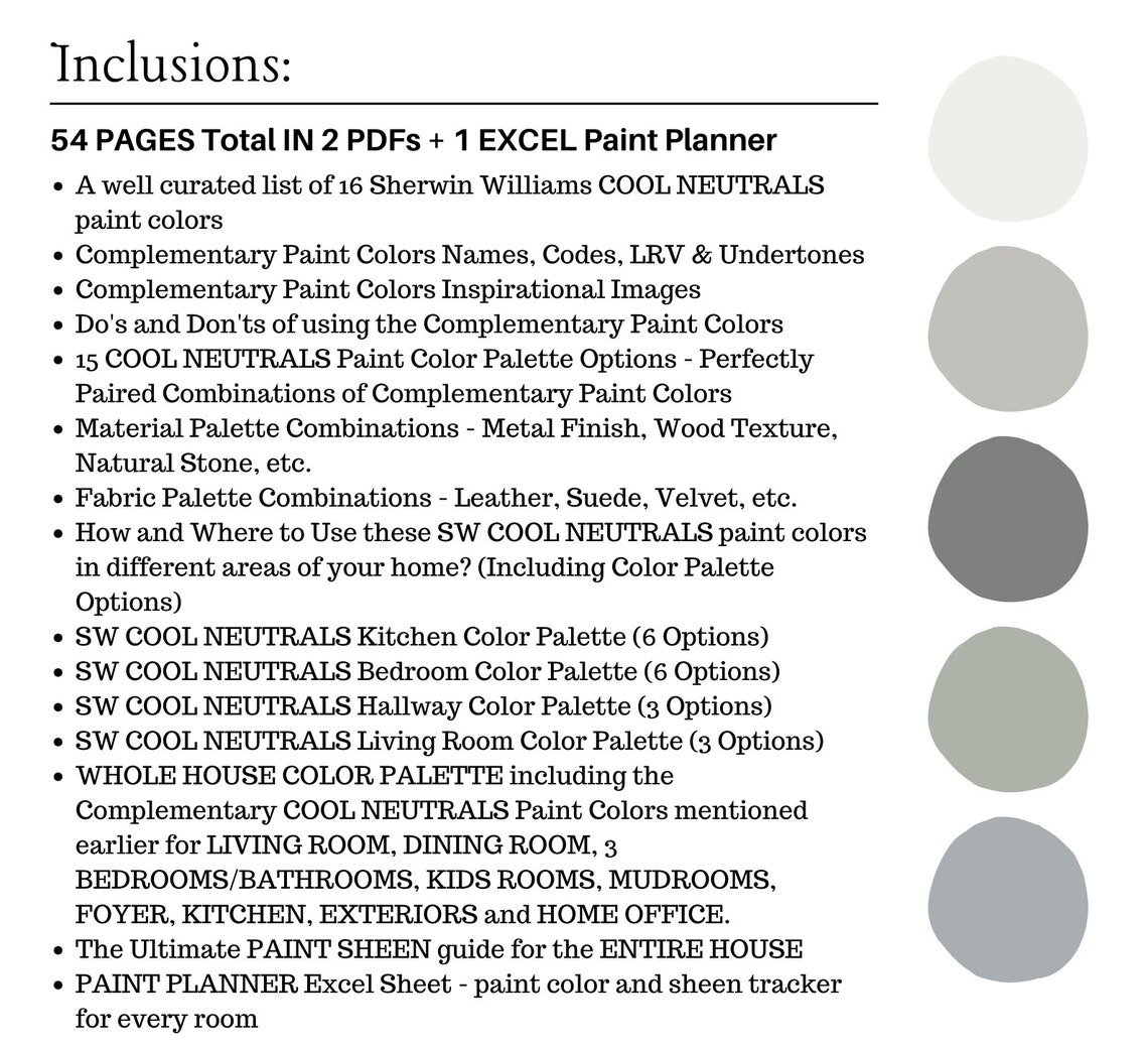 COOL NEUTRALS Sherwin Williams Paint Colors Best White Paint - Etsy