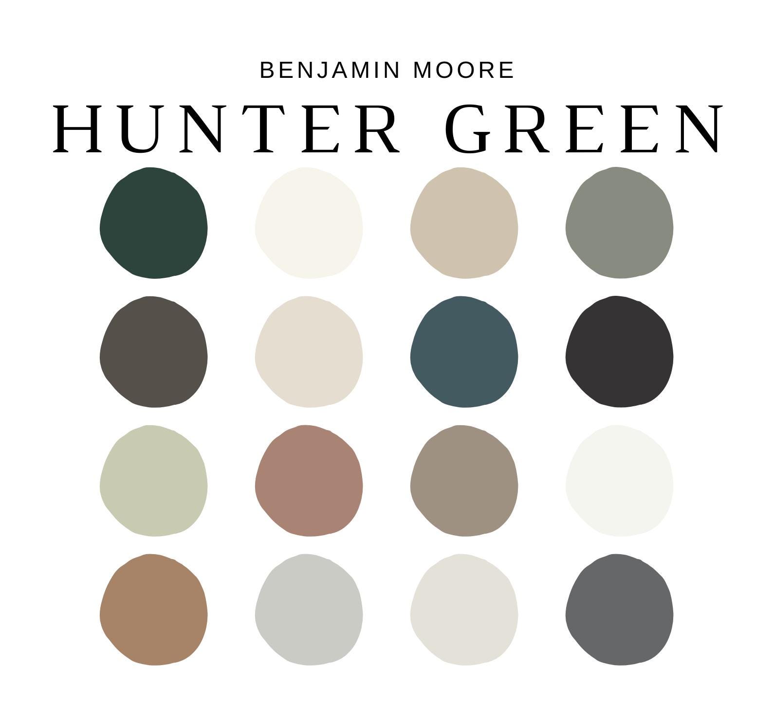 Benjamin Moore HUNTER GREEN Color Palette, Dark Green Paint for Walls ...