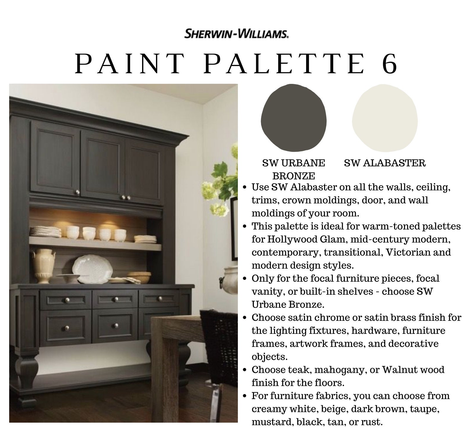 URBANE BRONZE Complementary Color Palette for Sherwin Williams - Etsy