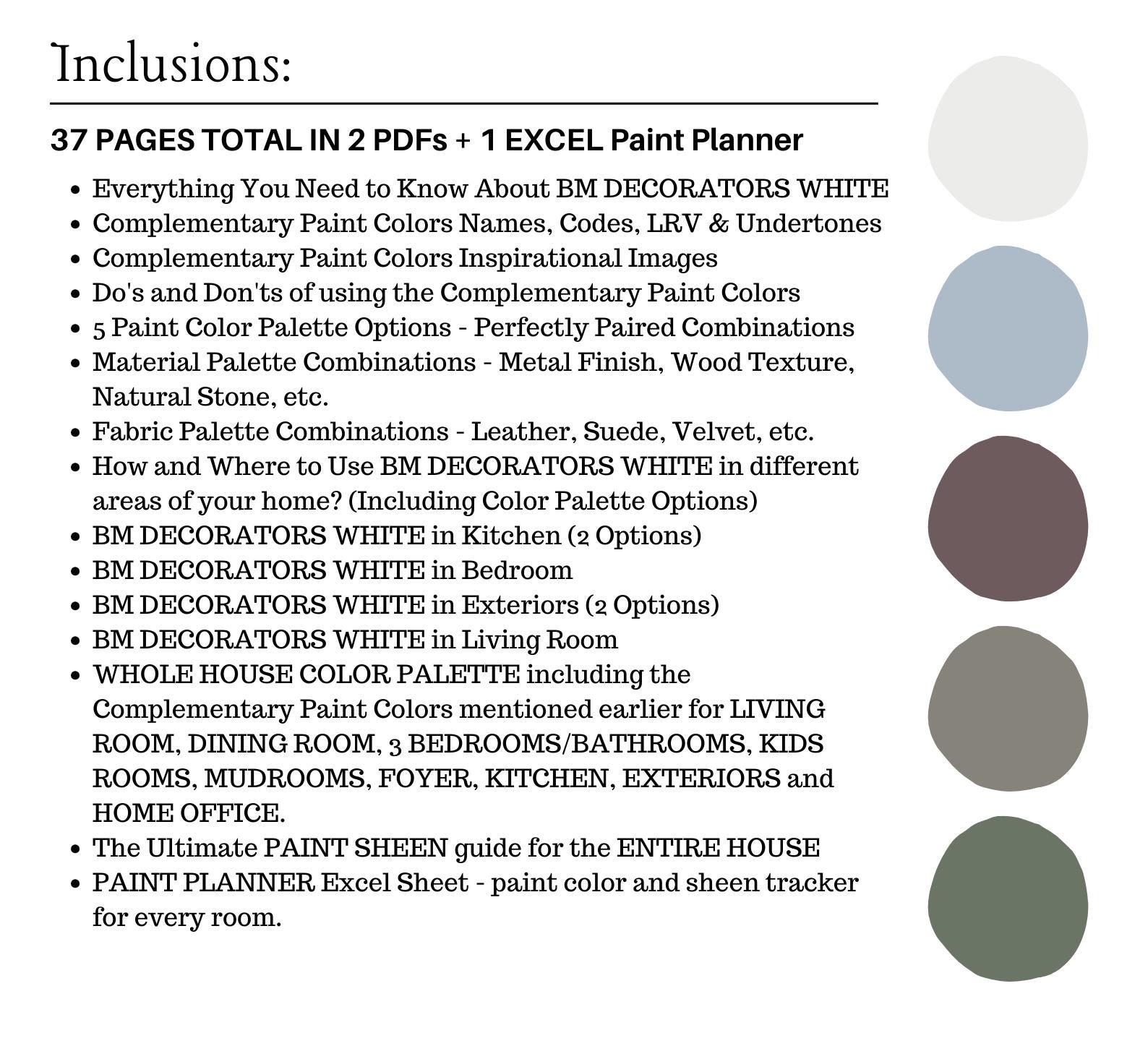 Benjamin Moore Decorators White Color Palette, BM Decorators White ...