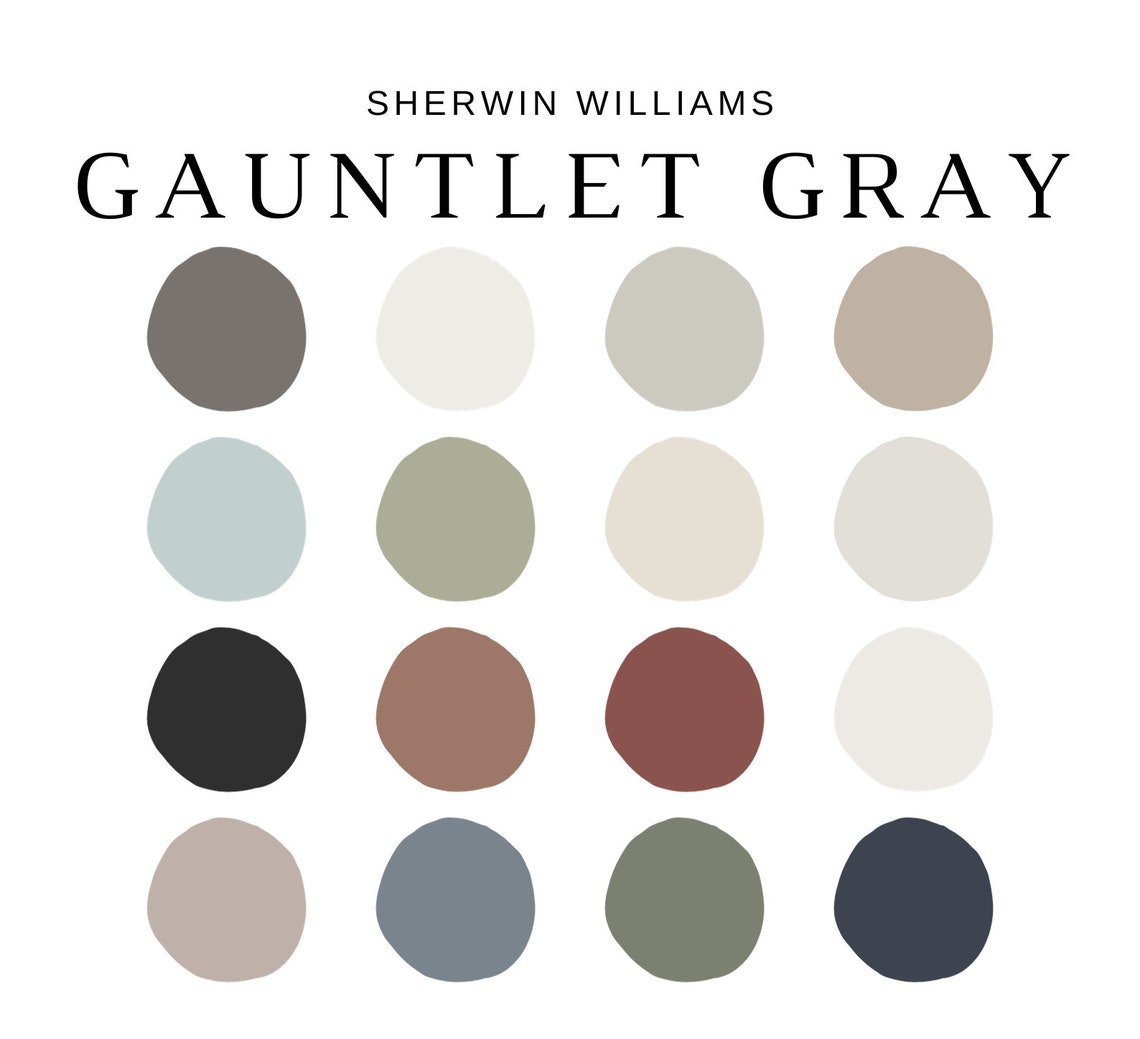 GAUNTLET GRAY Sherwin Williams Color Palette, SW Gauntlet Gray Exterior Paint Colors, Gauntlet ...