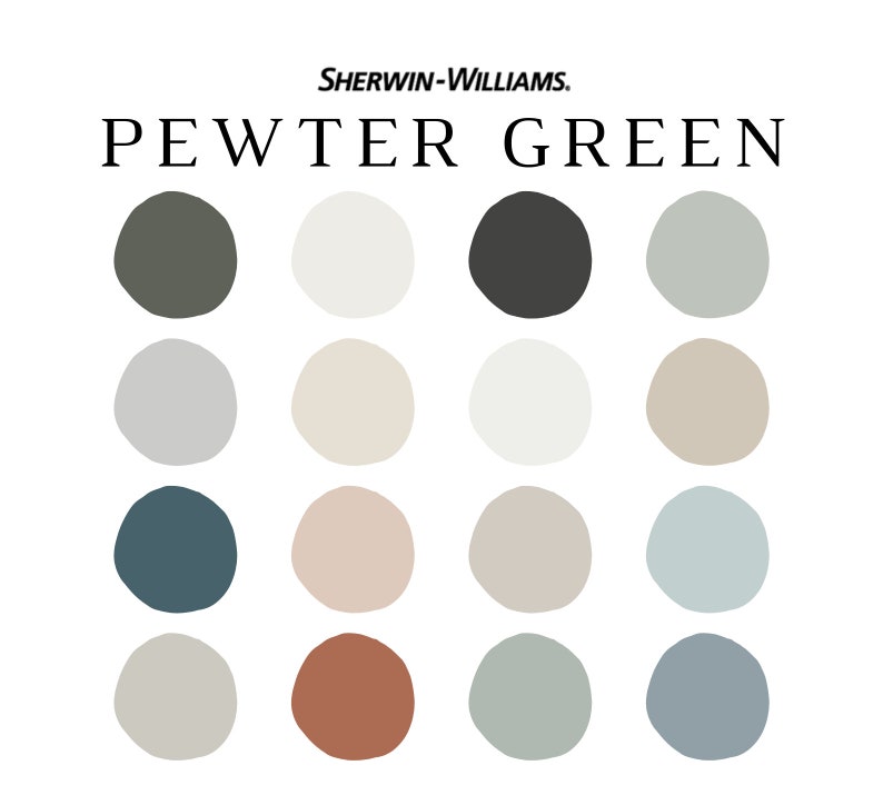 Sherwin Williams PEWTER GREEN Color Palette Pewter Green - Etsy