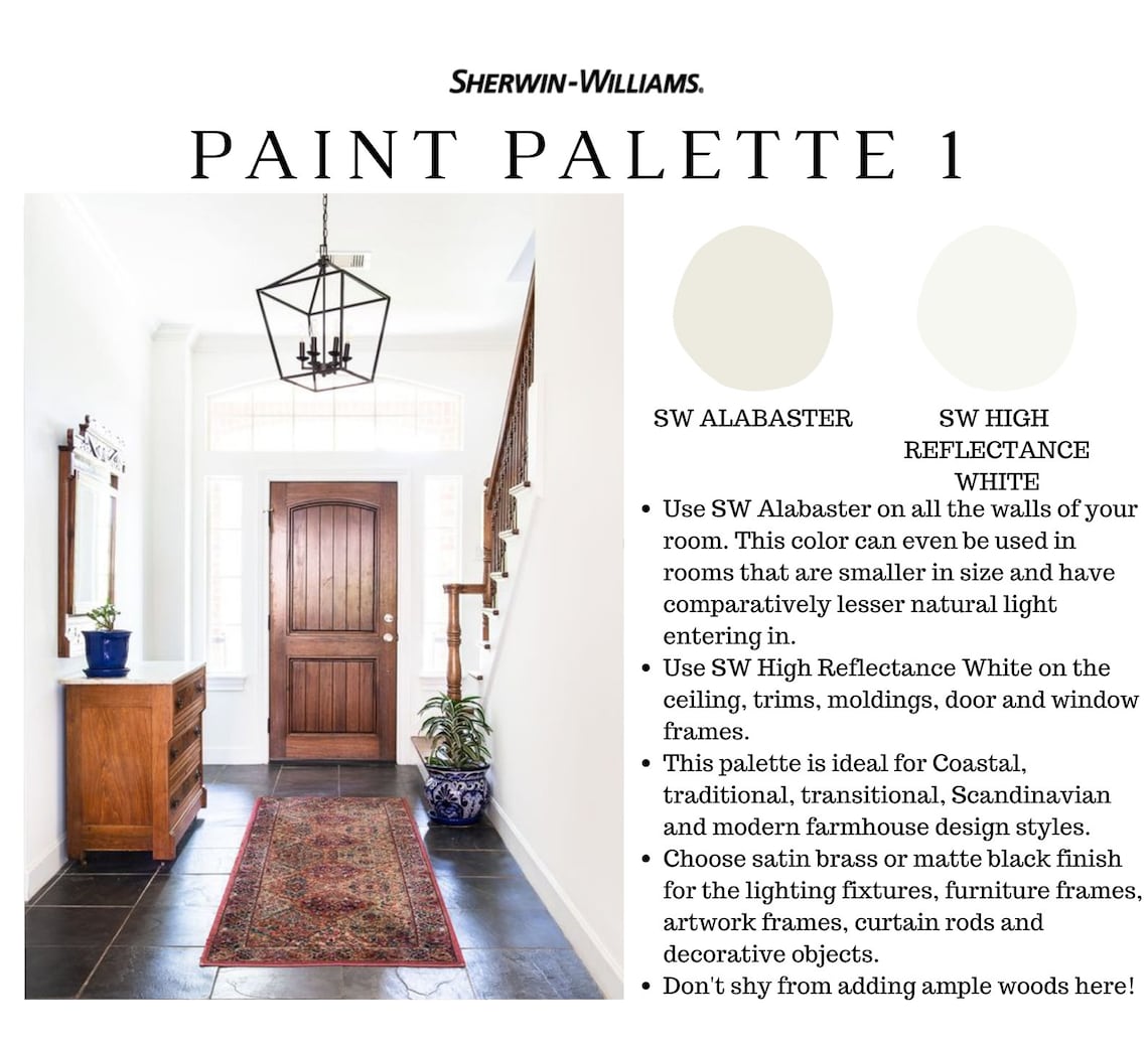 ALABASTER Paint Sherwin Williams Color Palette Interior - Etsy
