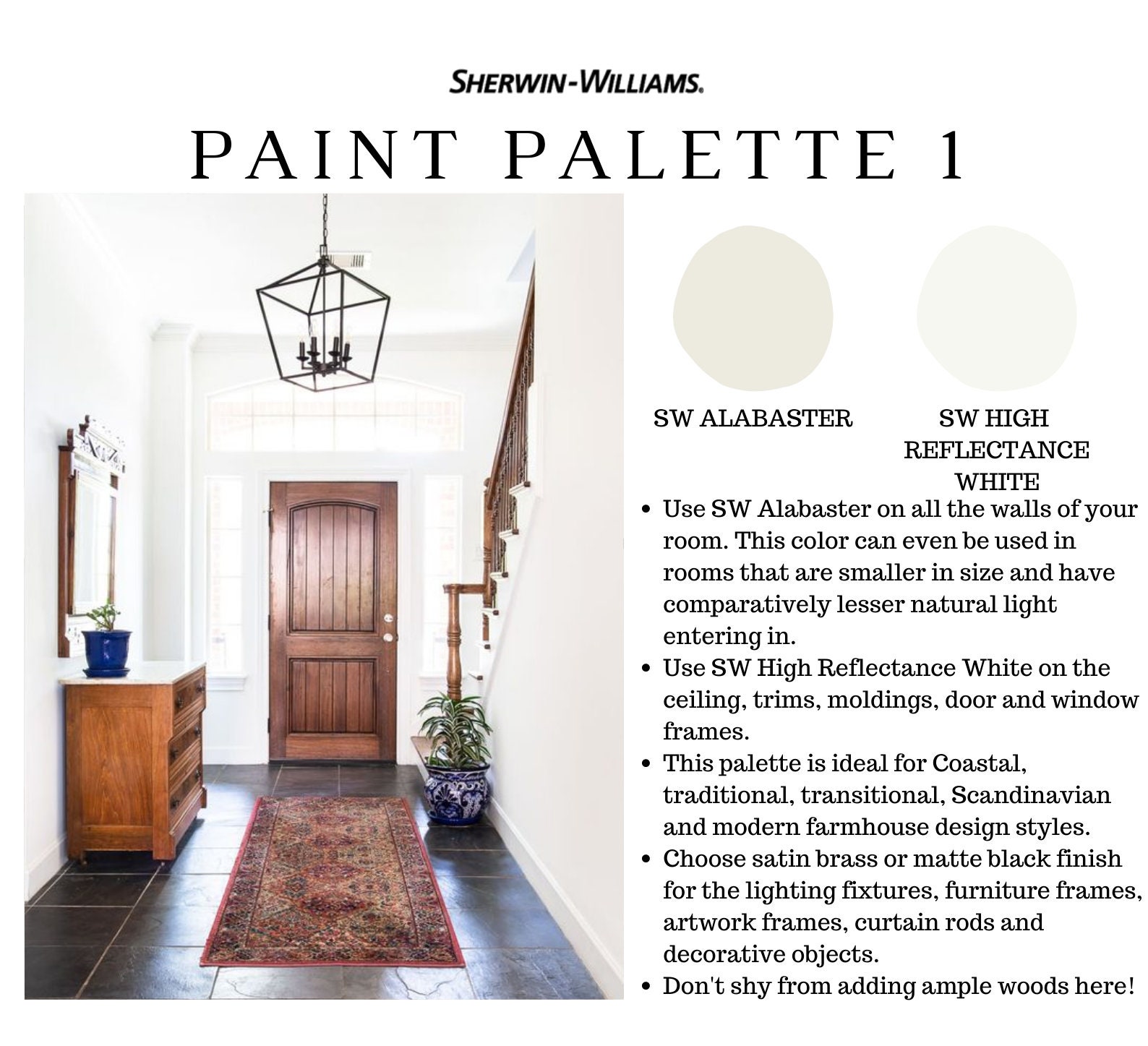 ALABASTER Paint Sherwin Williams Color Palette Interior - Etsy