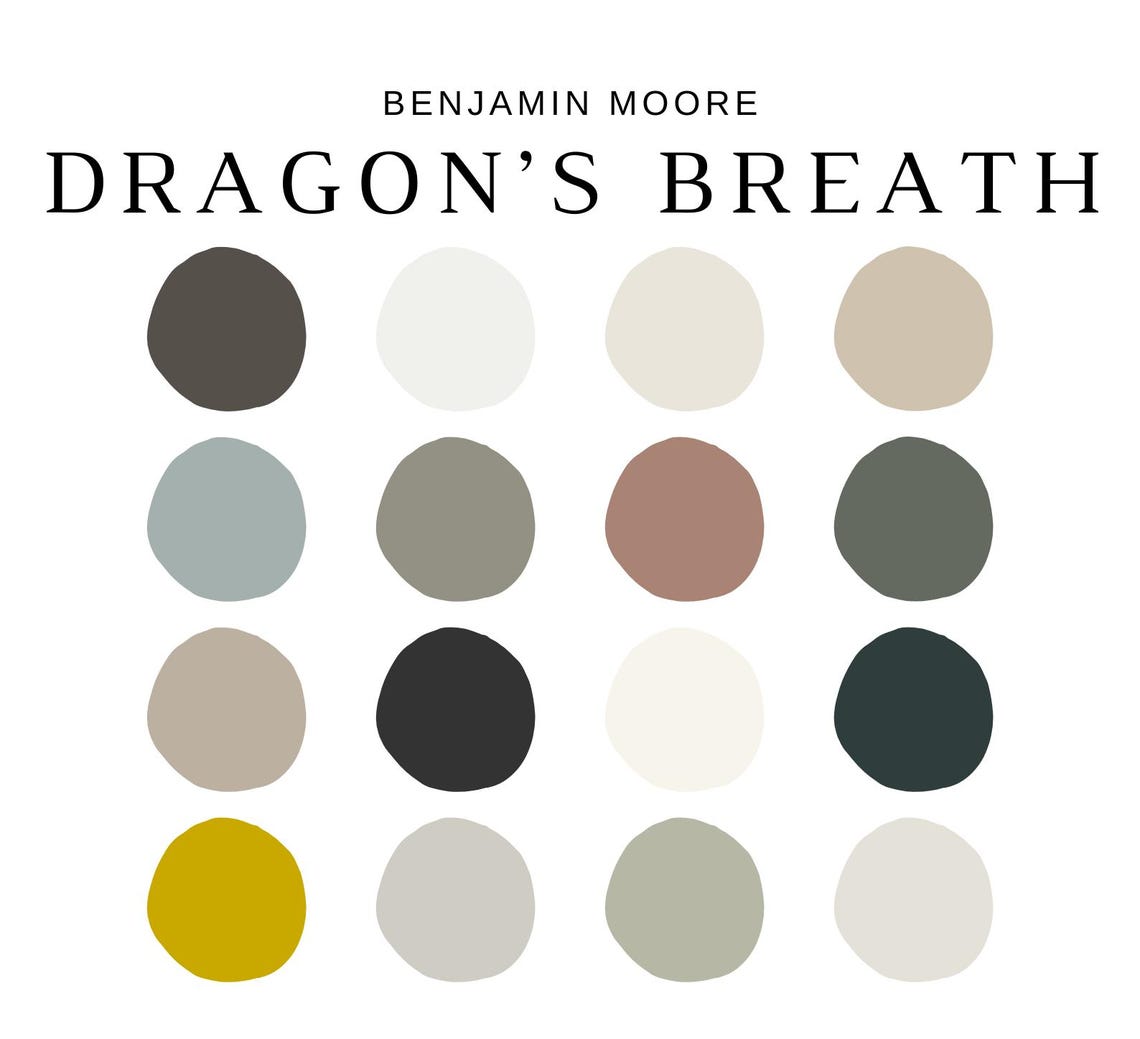 Benjamin Moore DRAGON'S BREATH Color Palette, Dragon's Breath ...