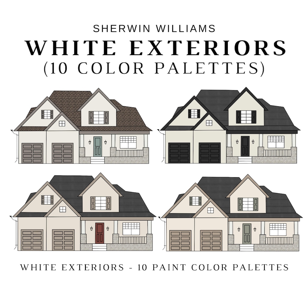 WHITE EXTERIOR Sherwin Williams Color Palette, Modern SW Exterior Paint ...