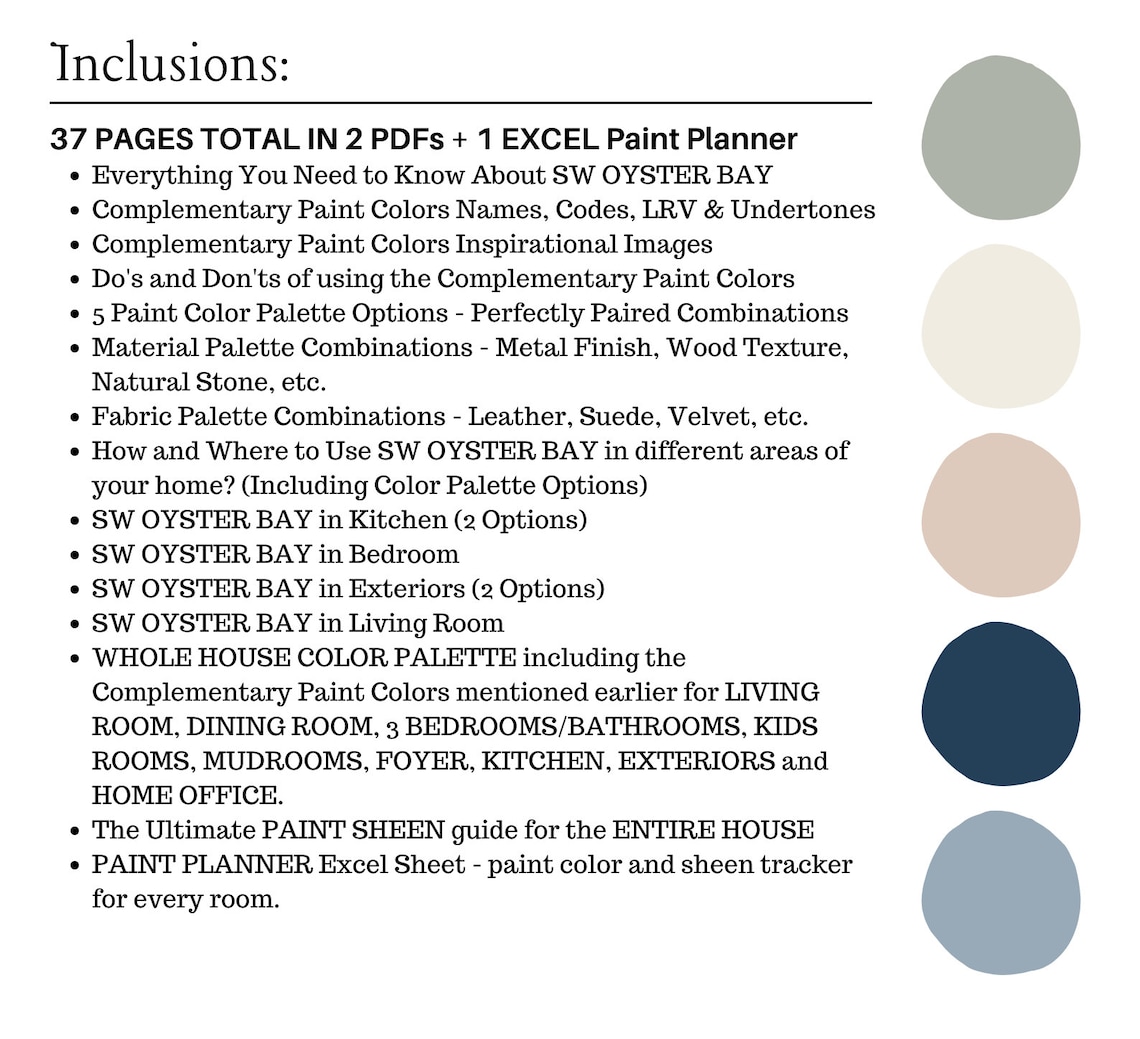 Sherwin Williams OYSTER BAY Color Palette, Coastal Paint Colors, Blue ...