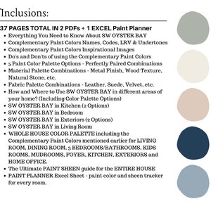 Sherwin Williams OYSTER BAY Color Palette, Coastal Paint Colors, Blue ...