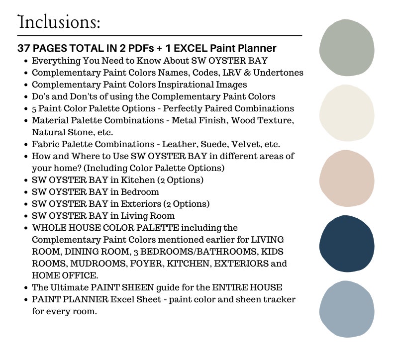 Sherwin Williams OYSTER BAY Color Palette, Coastal Paint Colors, Blue ...