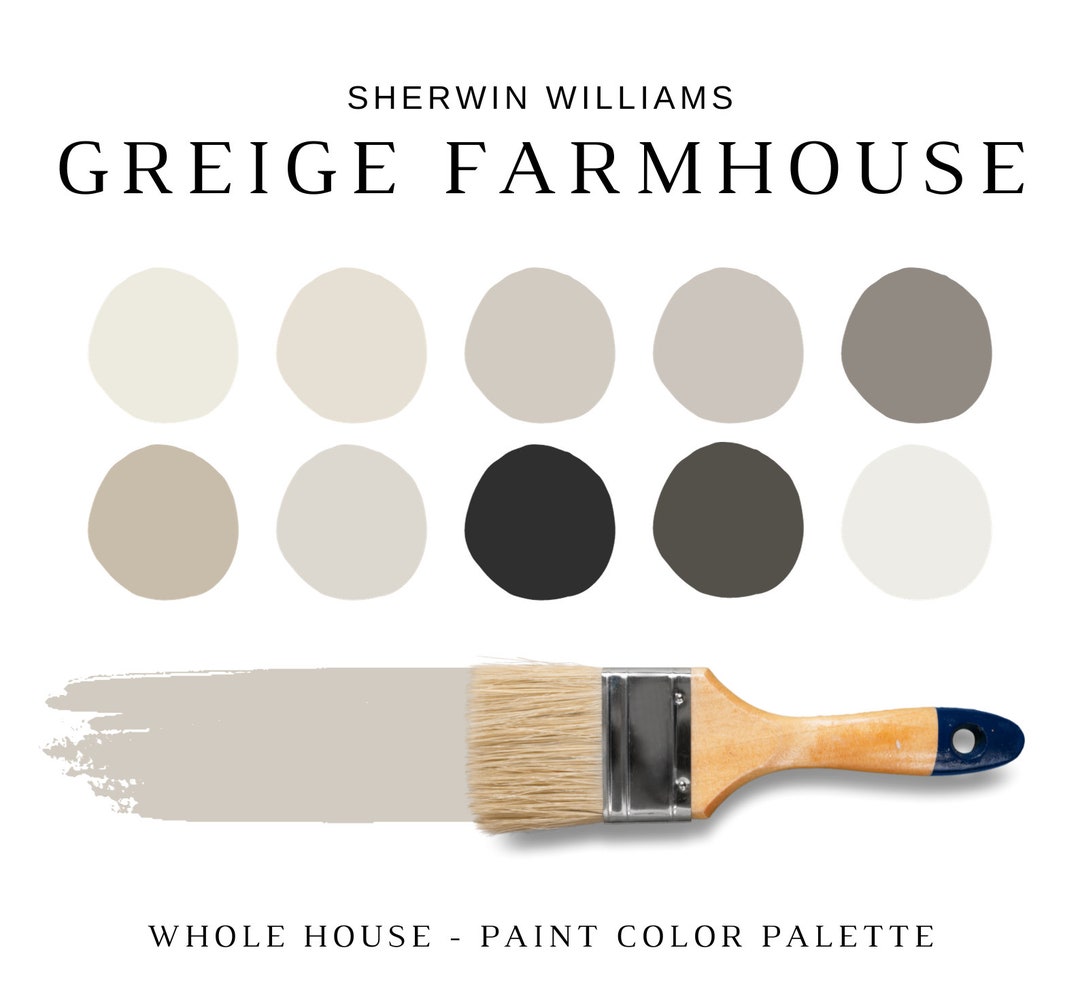 GREIGE FARMHOUSE Sherwin Williams Paint Palette, Greige Paint Colors ...