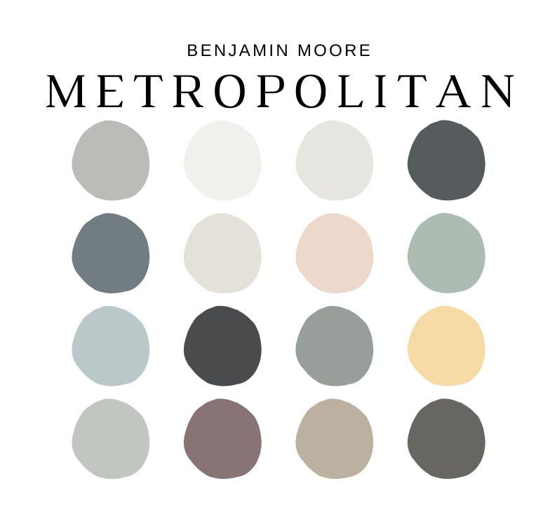 Benjamin Moore METROPOLITAN Color Palette, Gray Paint Colors, Cool ...