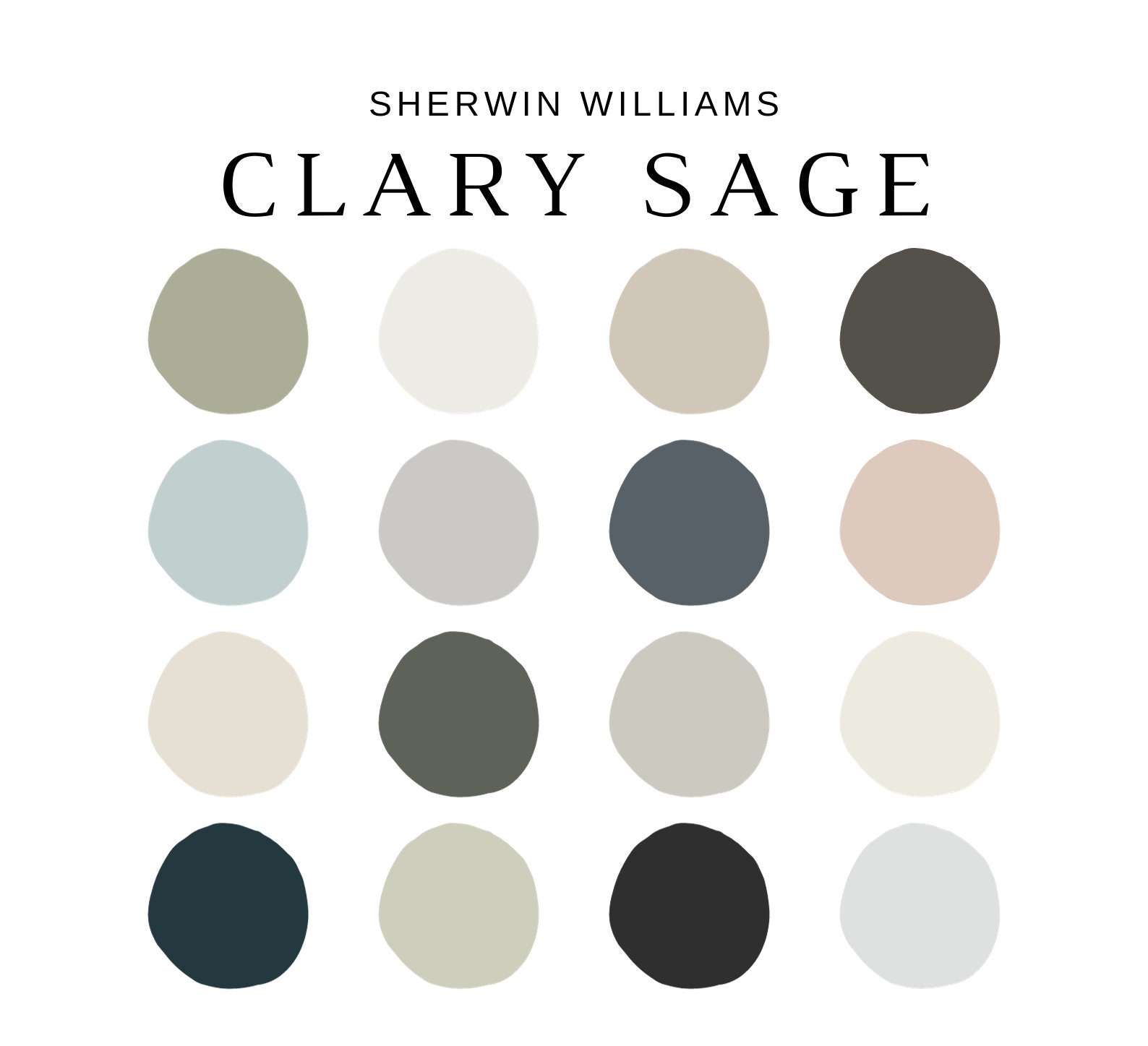 Sherwin Williams CLARY SAGE Color Palette, Sage Green Color Palette ...