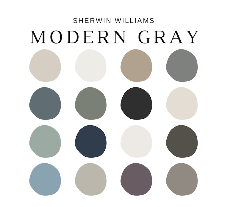 MODERN GRAY Sherwin Williams Color Palette, Neutral Colors for Home ...
