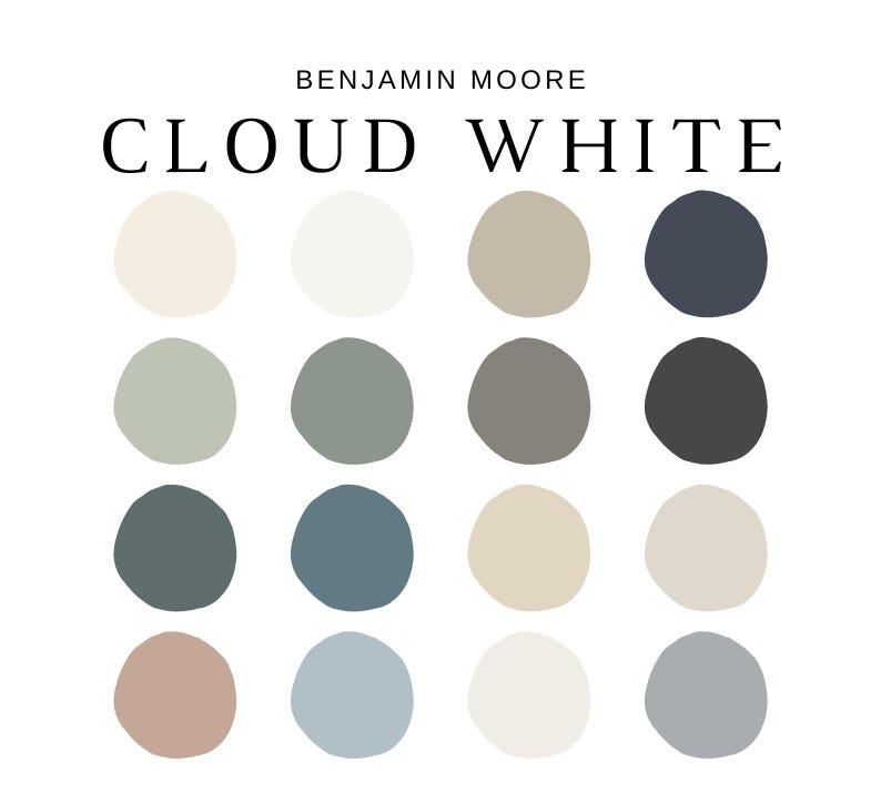 Benjamin Moore CLOUD WHITE Color Palette, Timeless Color Scheme, Cloud ...