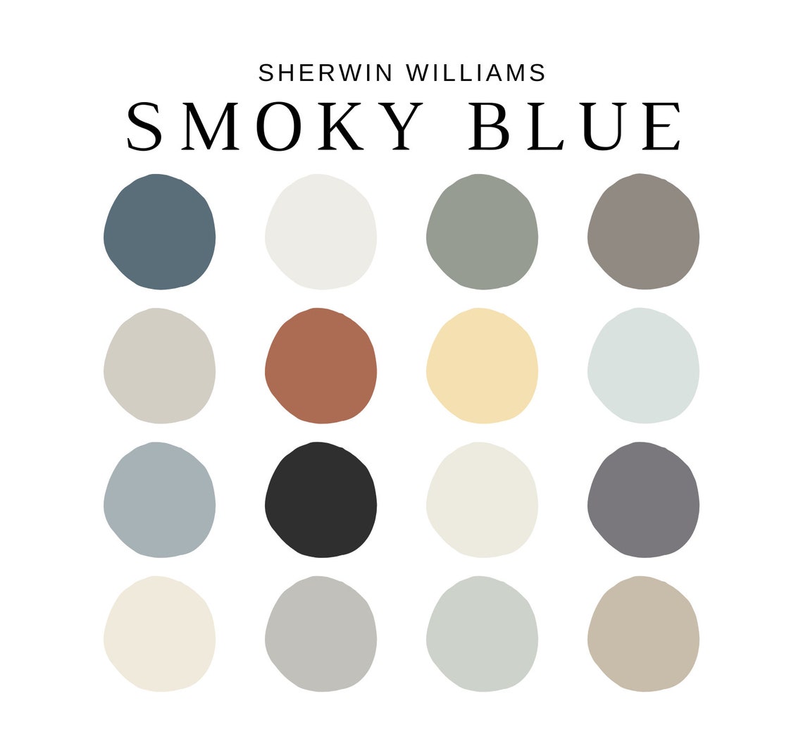 Sherwin Williams SMOKY BLUE Color Palette, Modern Interior Paint ...