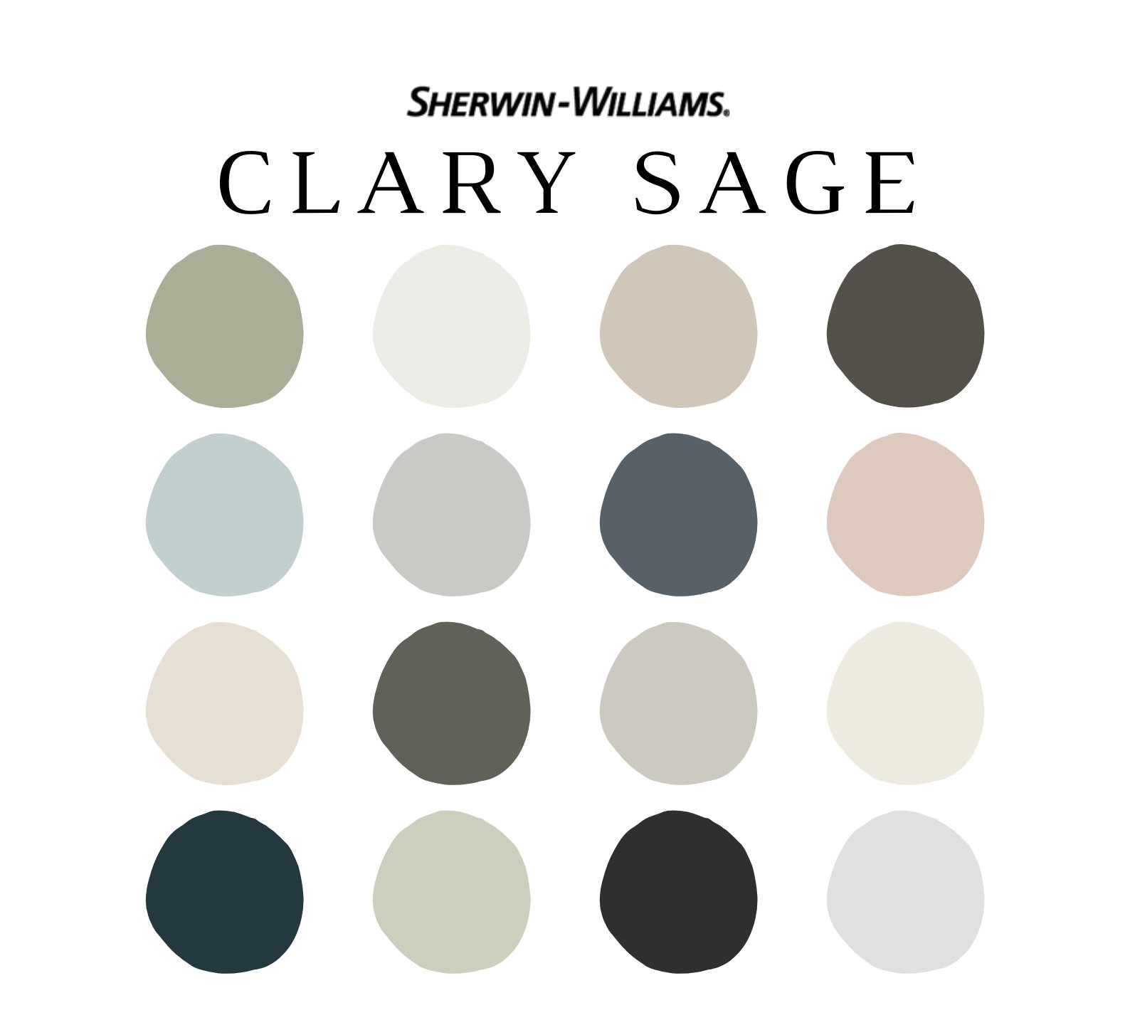 Sherwin Williams CLARY SAGE Color Palette Sage Green Color - Etsy