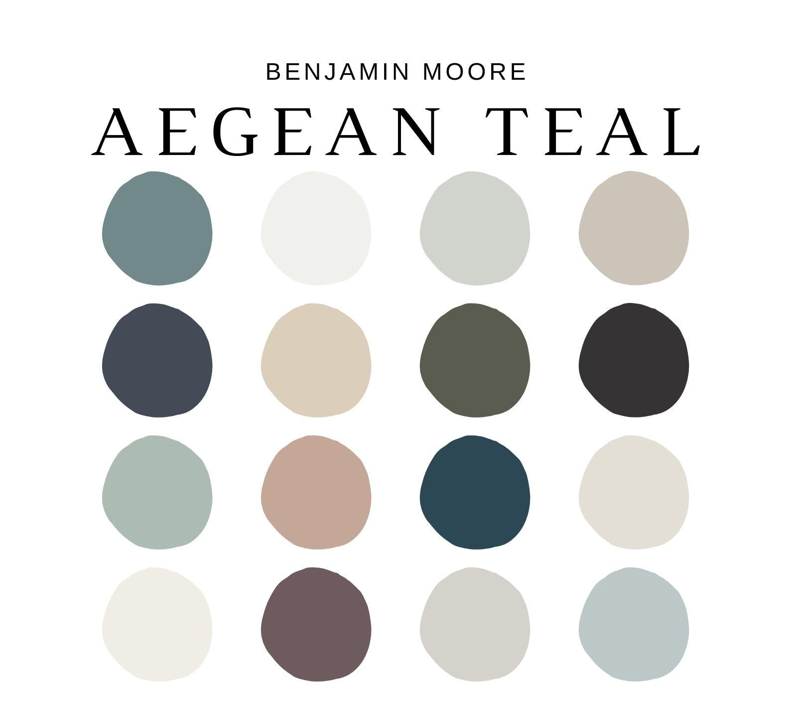 Benjamin Moore AEGEAN TEAL Color Palette, Teal Wall Accents, Aegean ...