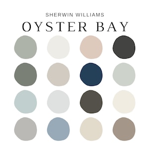 Sherwin Williams OYSTER BAY Color Palette, Coastal Paint Colors, Blue ...