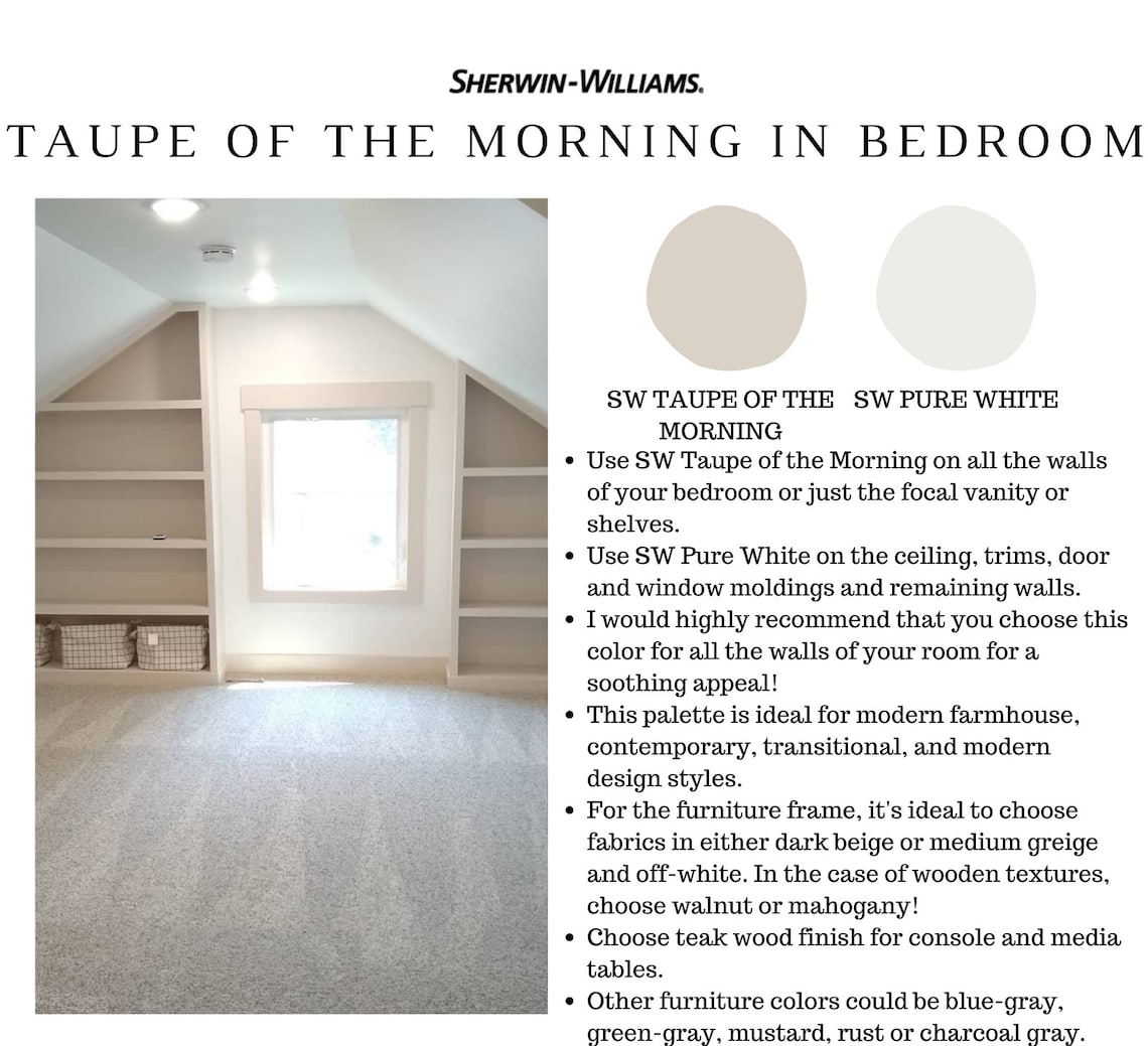 Sherwin Williams TAUPE of the MORNING Color Palette Taupe of - Etsy