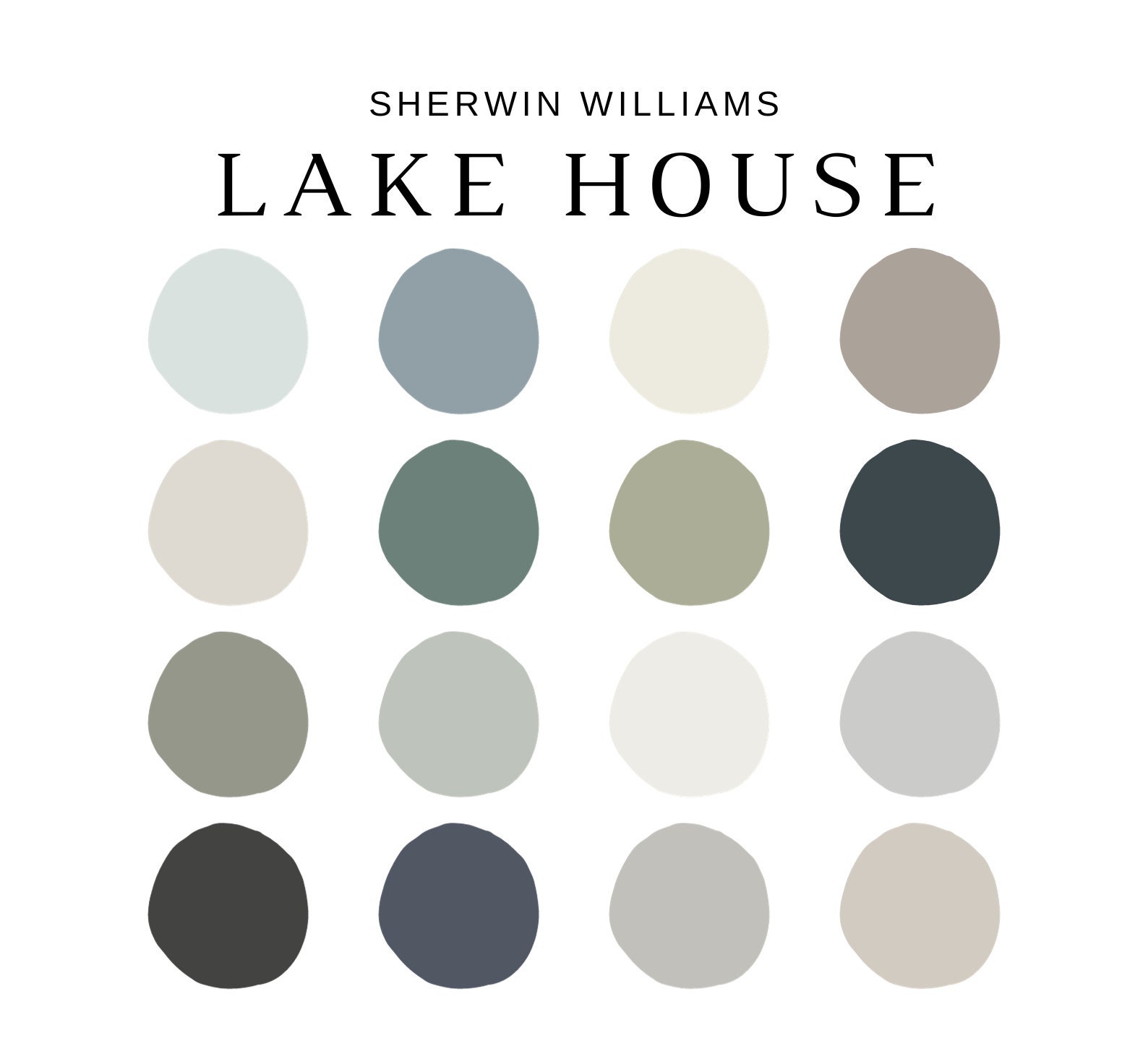 Sherwin Williams LAKE HOUSE Paint Palette, Lake Home Paint Colors ...