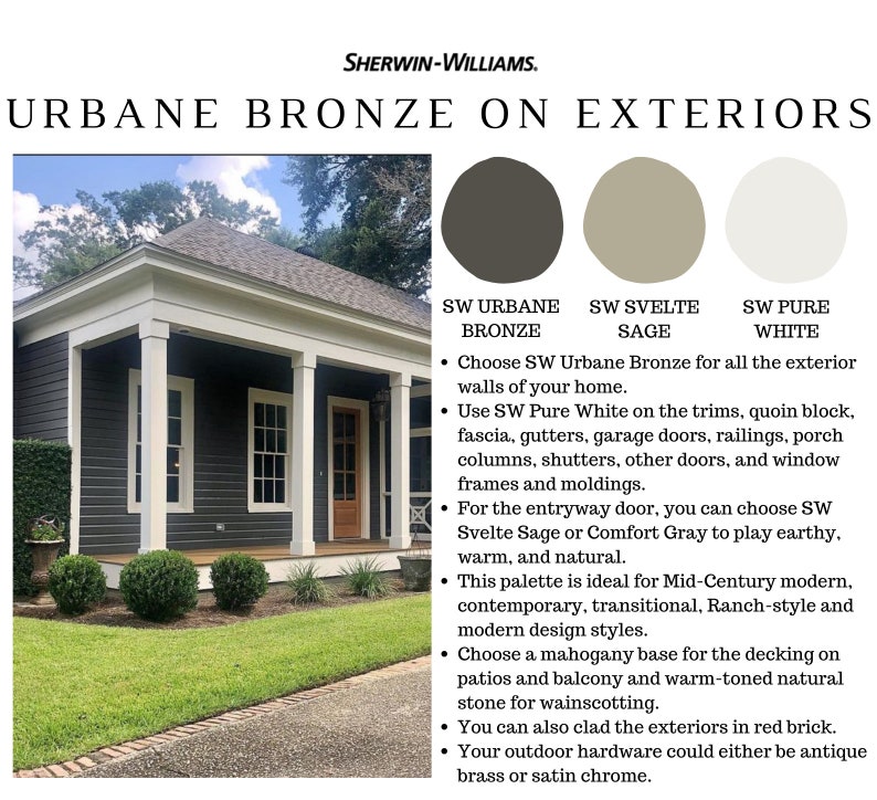 URBANE BRONZE Complementary Color Palette for Sherwin Williams - Etsy