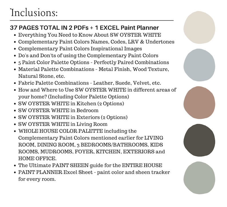 Sherwin Williams OYSTER WHITE Color Palette, SW Oyster White ...