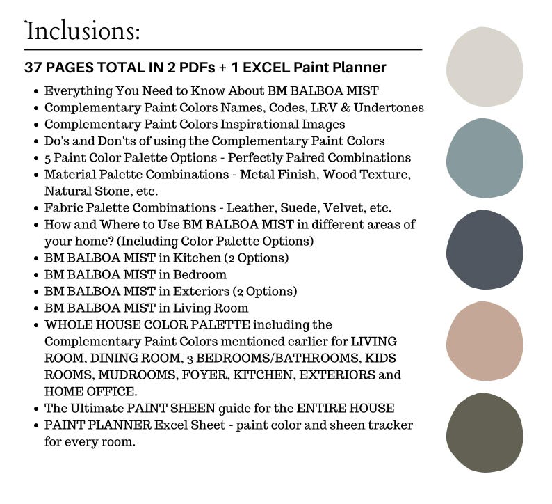 Benjamin Moore BALBOA MIST Color Palettes, Balboa Mist Coordinating ...
