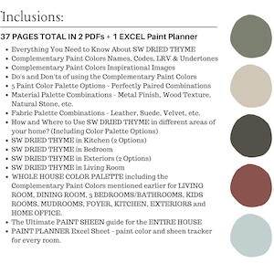 Sherwin Williams DRIED THYME Color Palette, Dried Thyme Complementary ...