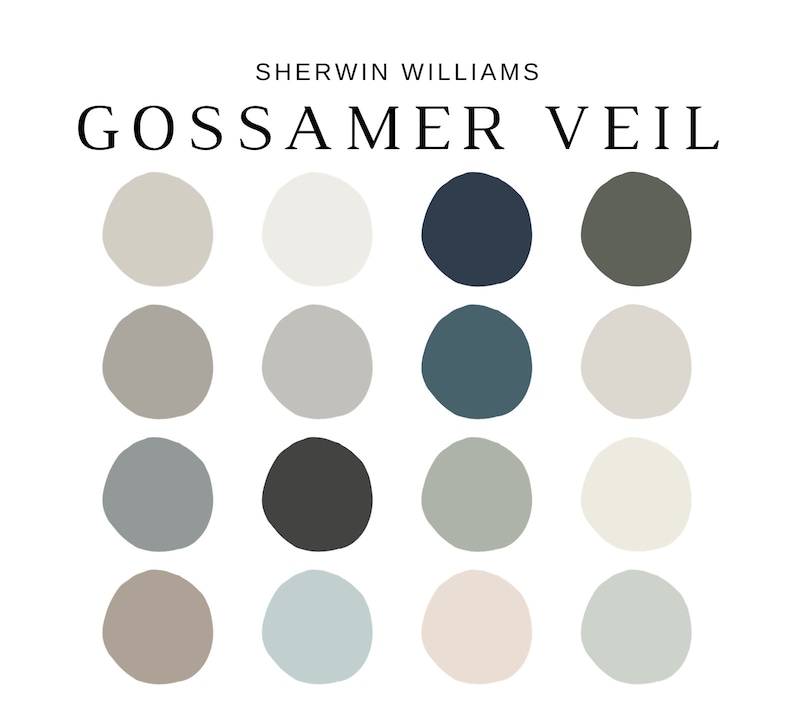 Sherwin Williams GOSSAMER VEIL Paint Palette, Modern Neutrals, Gossamer ...